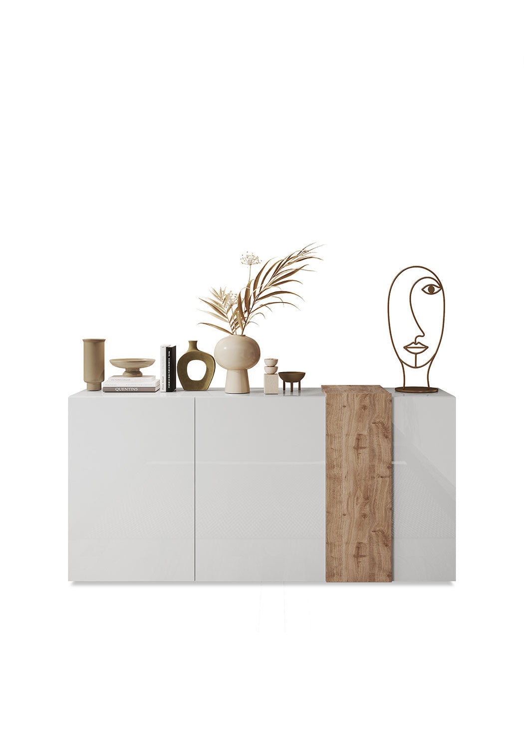 Madia Design Moderno 3 Ante Venus 181x44x84 cm Bianco Lucido E Cadiz ...
