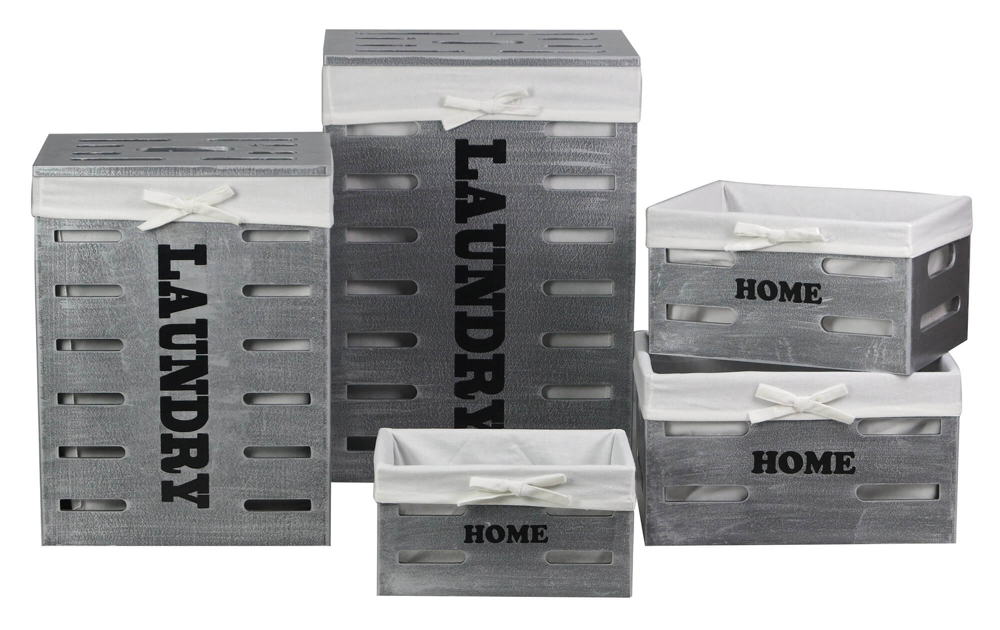 Set 5 Cesti Portabiancheria Collection Grigio/Nero – acquista su ...