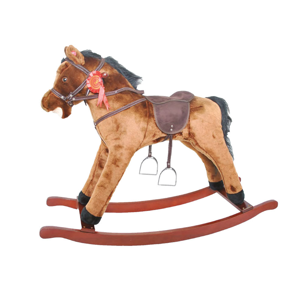 Cavallo a Dondolo Geneva in Peluche e Legno con suoni per Bambini ...