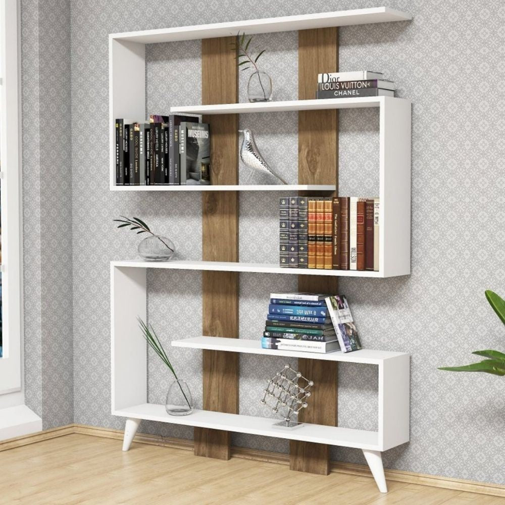 Libreria 120x164h cm Jane bianca particolari noce – acquista su ...