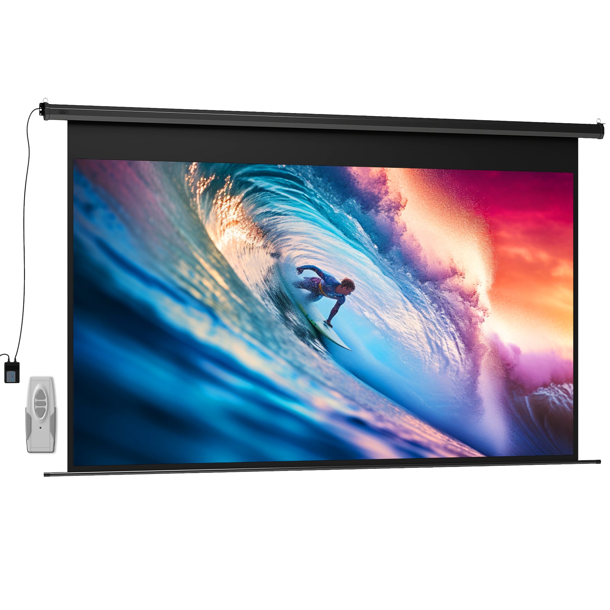 Telo per Proiettore 120" Formato 16:9 Motorizzato con Telecomando ...