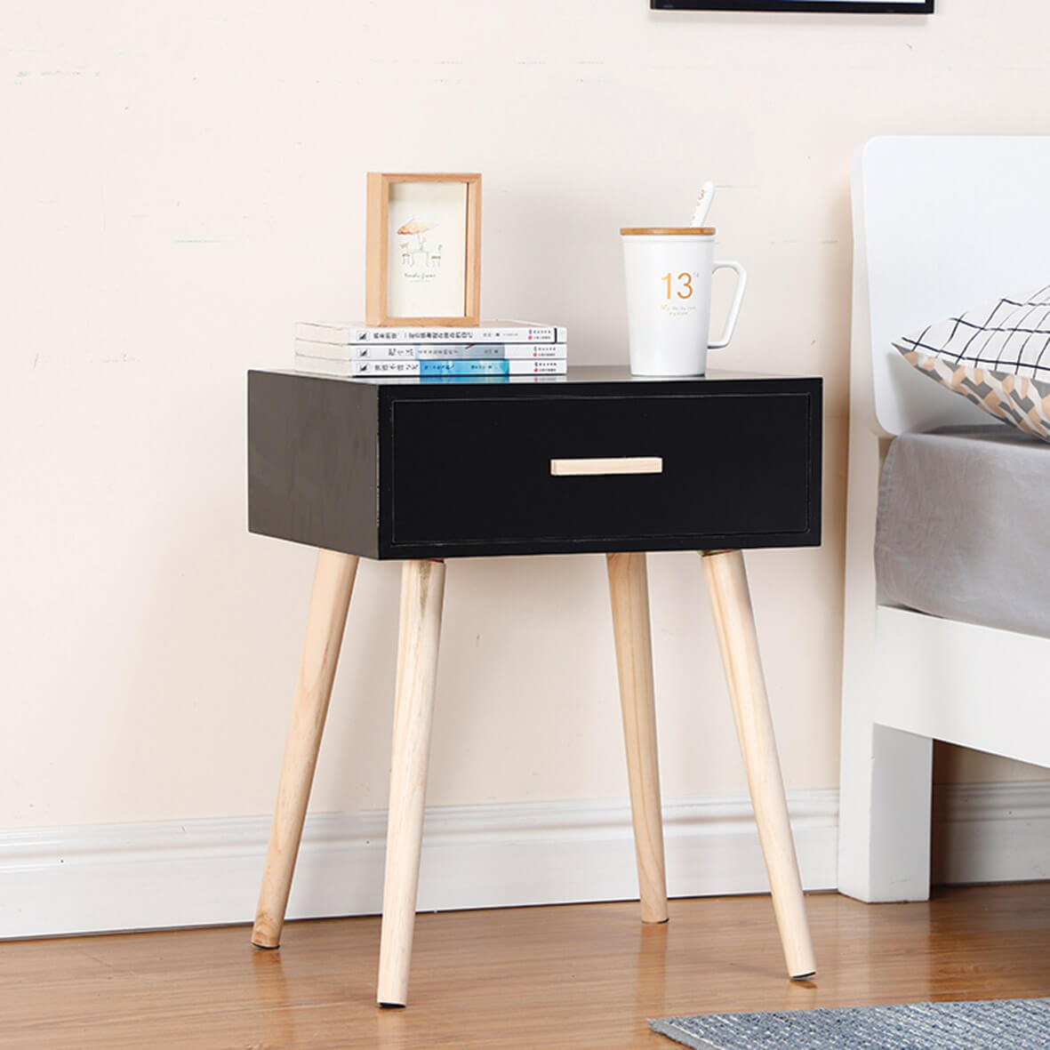 Comodino 1 Cassetto in Legno 42x35x53 cm Toby Nero – acquista su ...