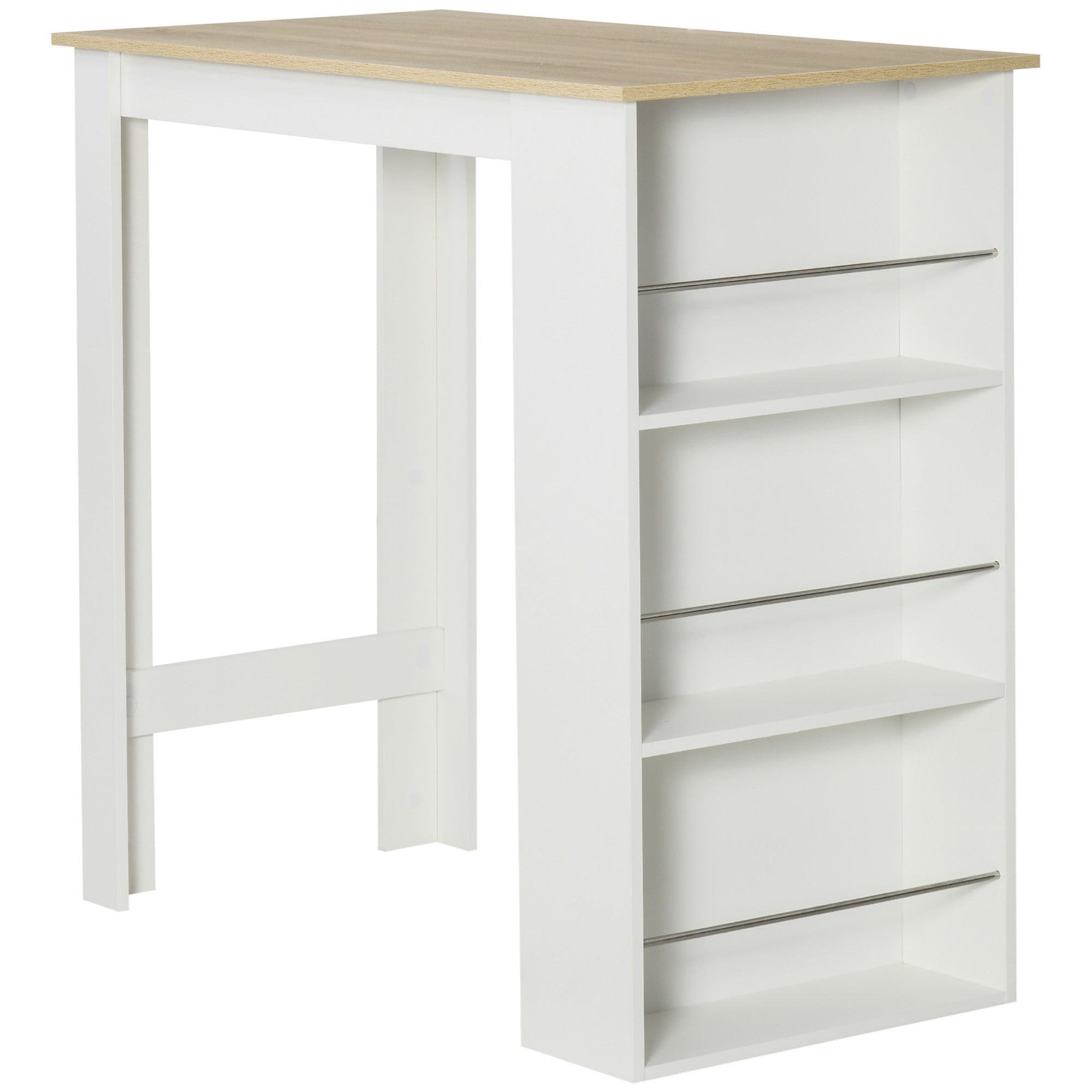 Tavolo da Bar con 3 Mensole e Barre Protettive 112x57x106 cm in Acciaio ...