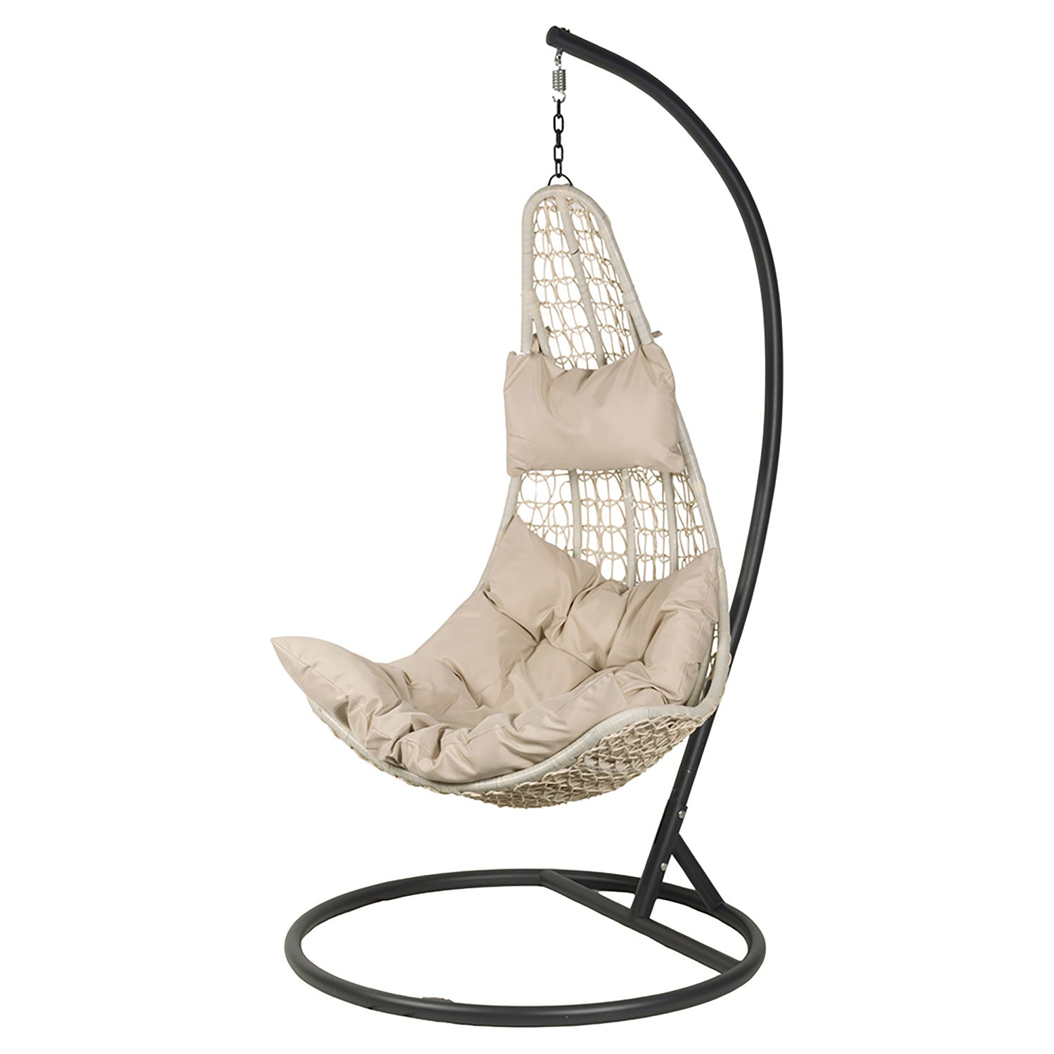 Sedia a Dondolo Amaca a Uovo con Cuscino in PE Effetto Rattan Ecru ...