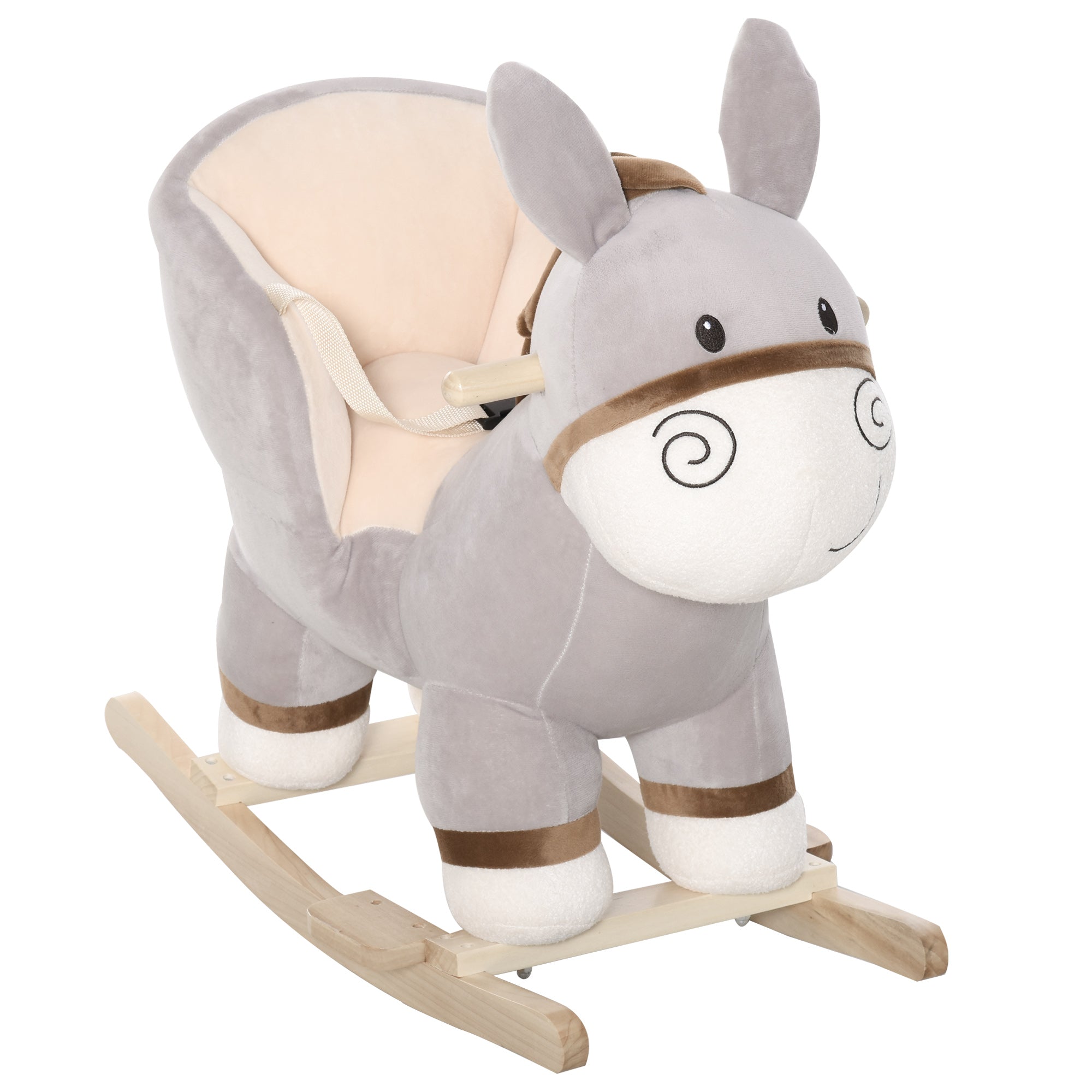 Dondolo per Bambini in Legno Asino in Peluche con Suono – acquista su ...