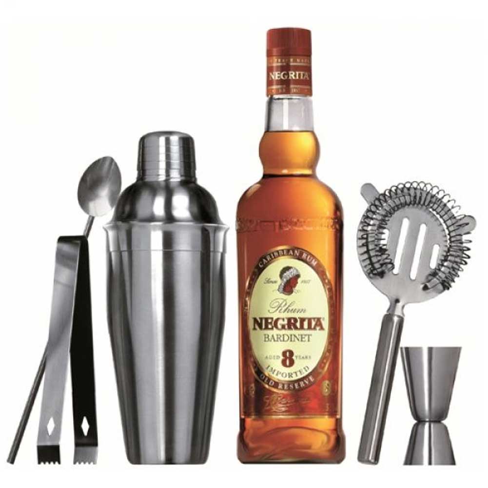 Set da Cocktail Con Shaker Pinza Ghiaccio Misurino Cucchiaio Strainer ...