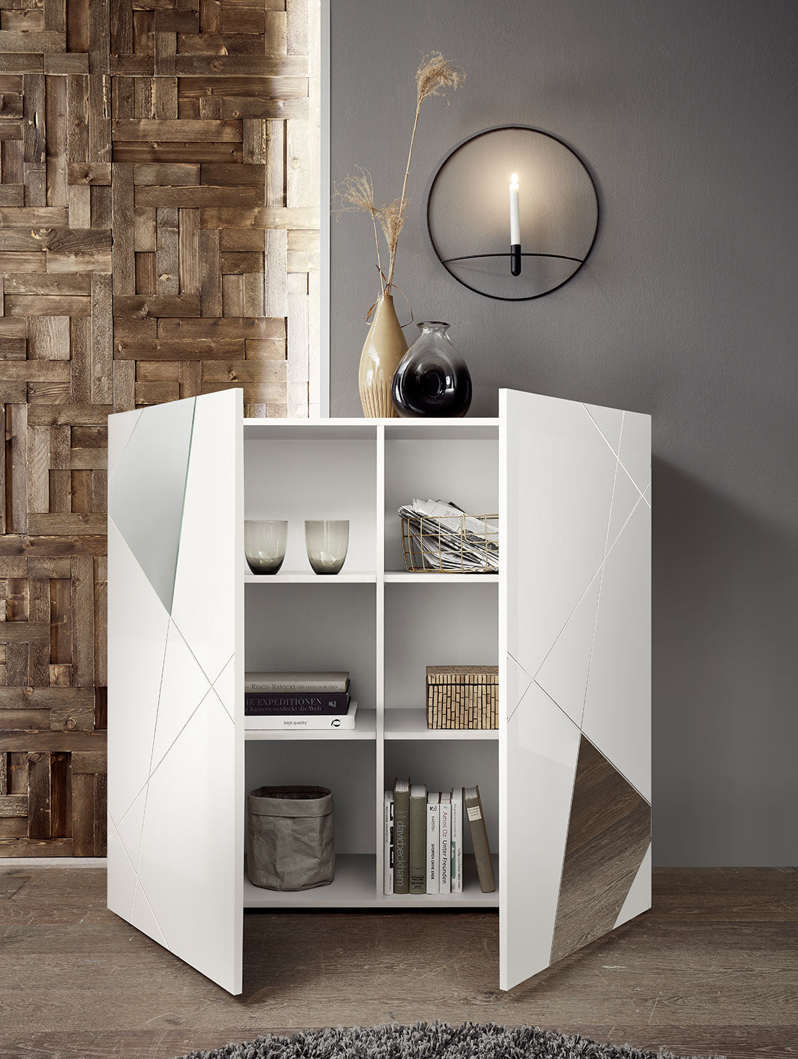 Madia Design Moderno 2 Ante con Serigrafie e Specchi Vittoria ...