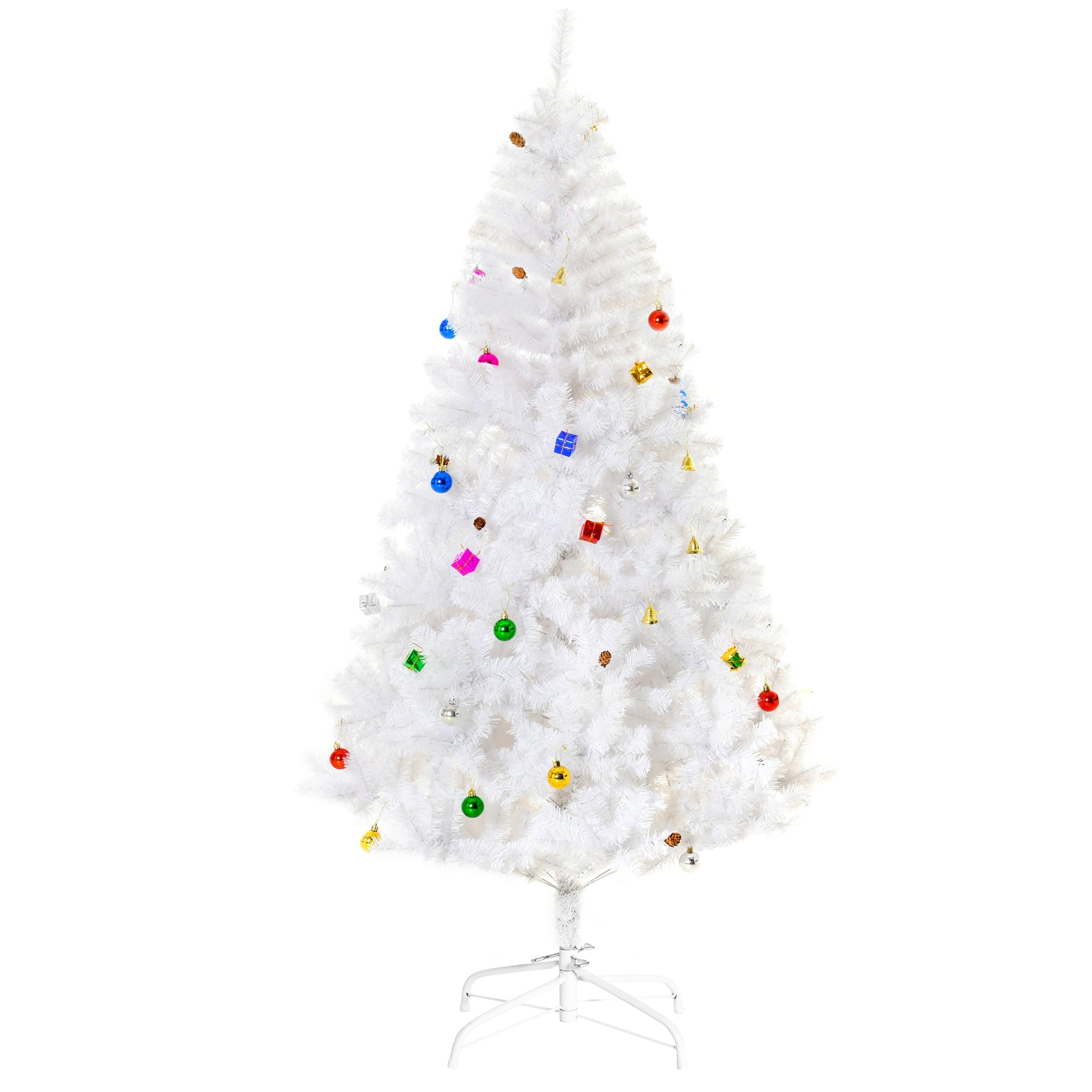 Albero di Natale Artificiale 180 cm 930 Rami Addobbato Bianco ...