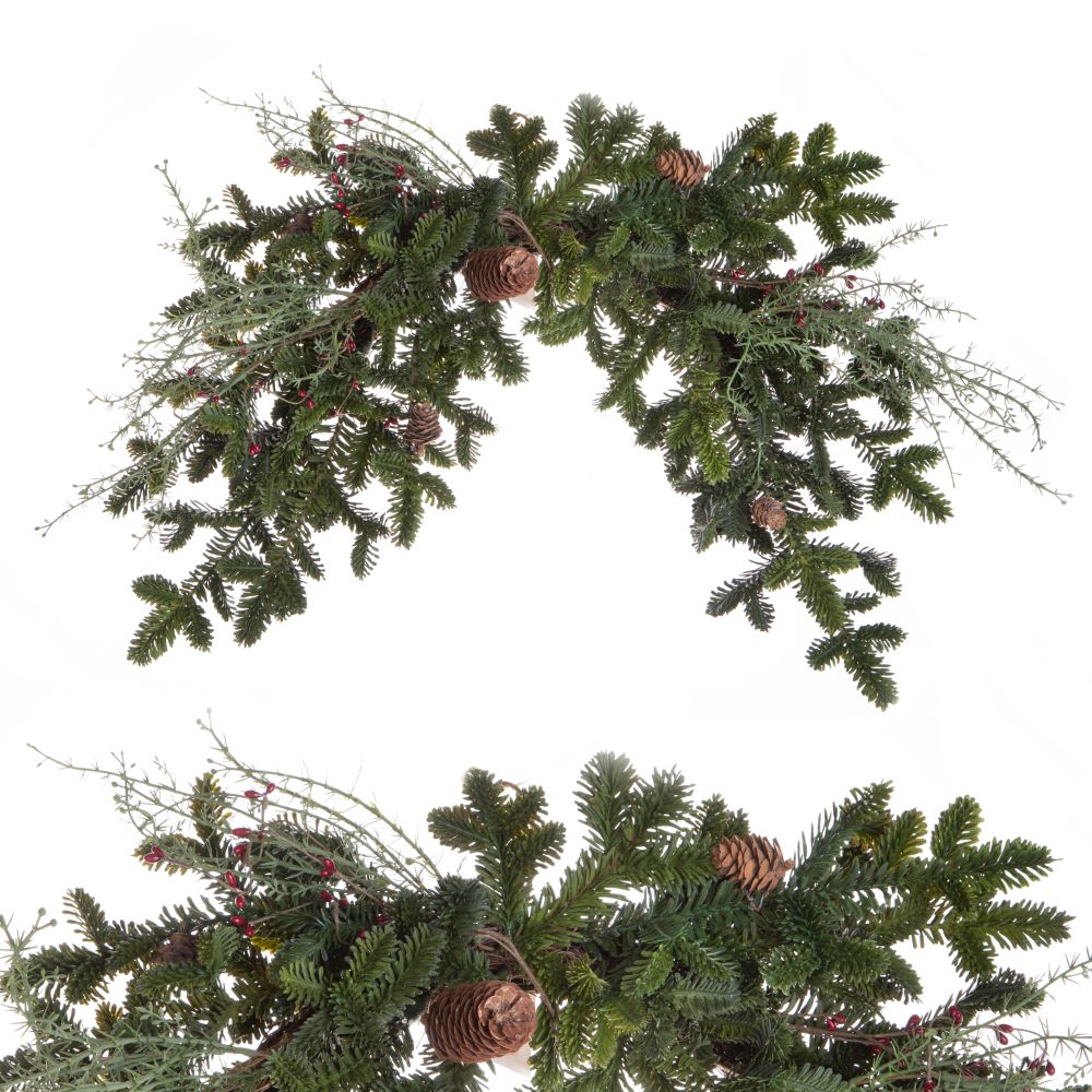 Festone Natalizio Artificiale Sopra Porta Pino Normandiana 75 cm in ...