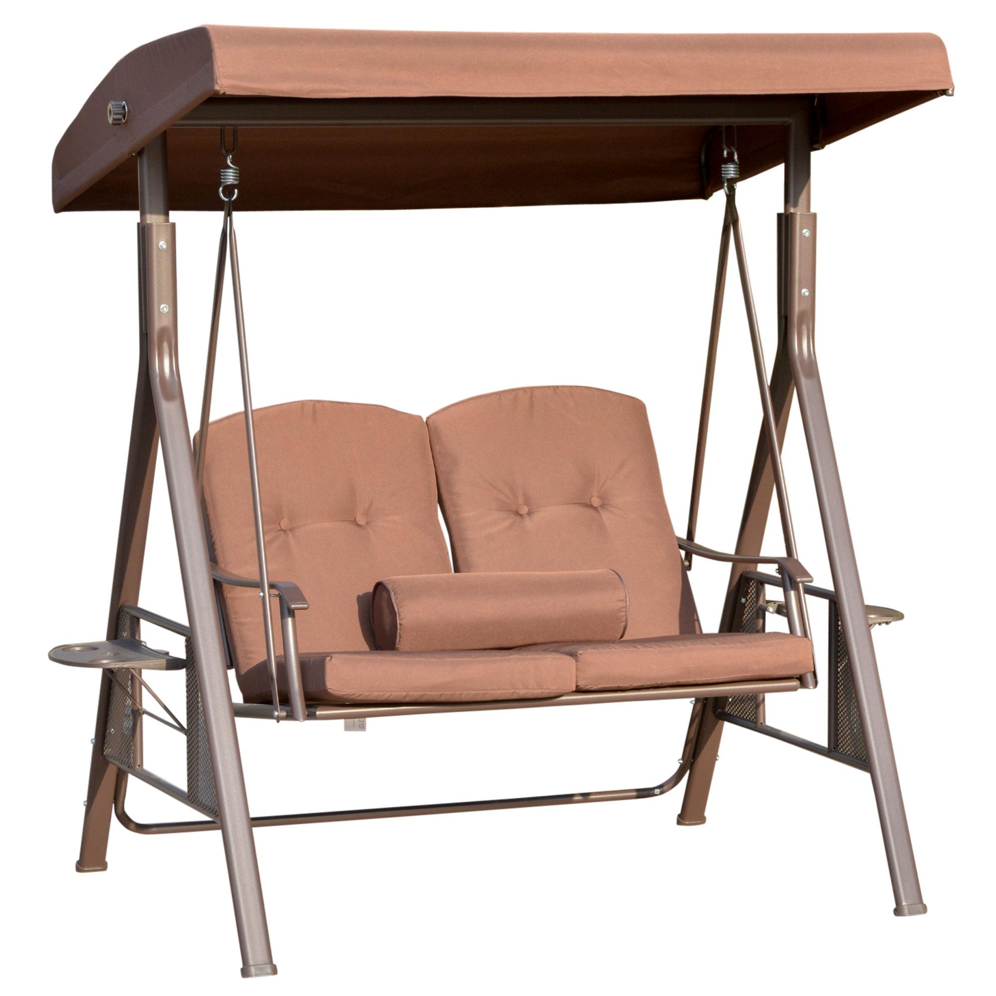 Dondolo 2 Posti da Giardino 157x118x180 in Acciaio e Poliestere Marrone ...