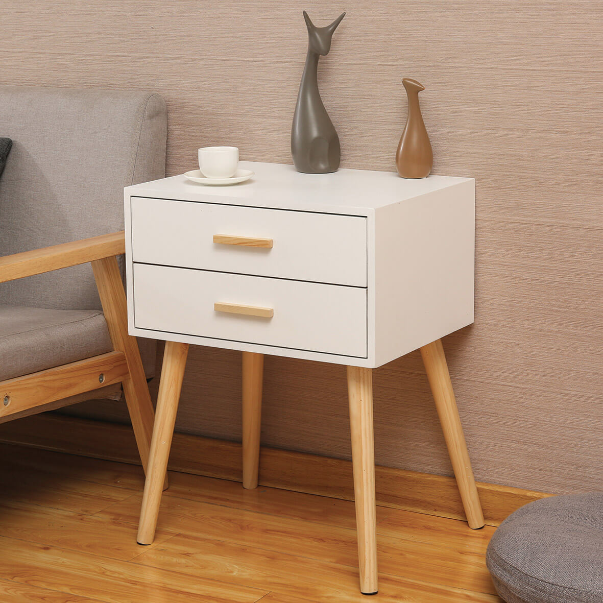 Comodino 2 Cassetti in Legno 45x35x59,5 cm Toby Bianco – acquista su ...