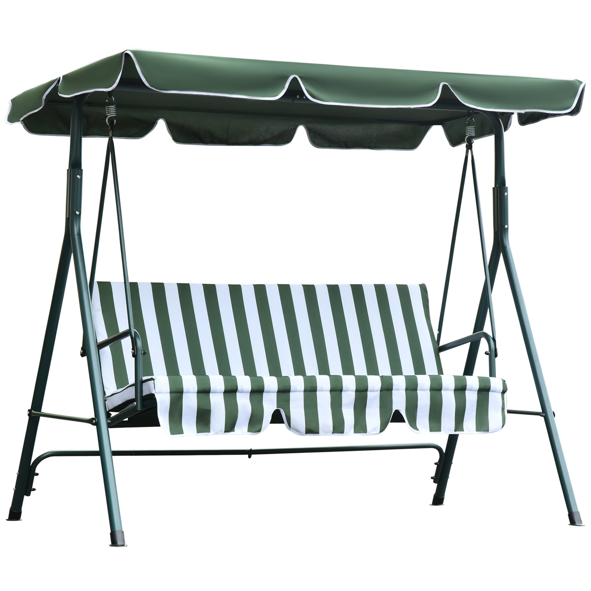 Dondolo 3 Posti da Giardino 170x110x152 cm Swivel Verde e Bianco ...