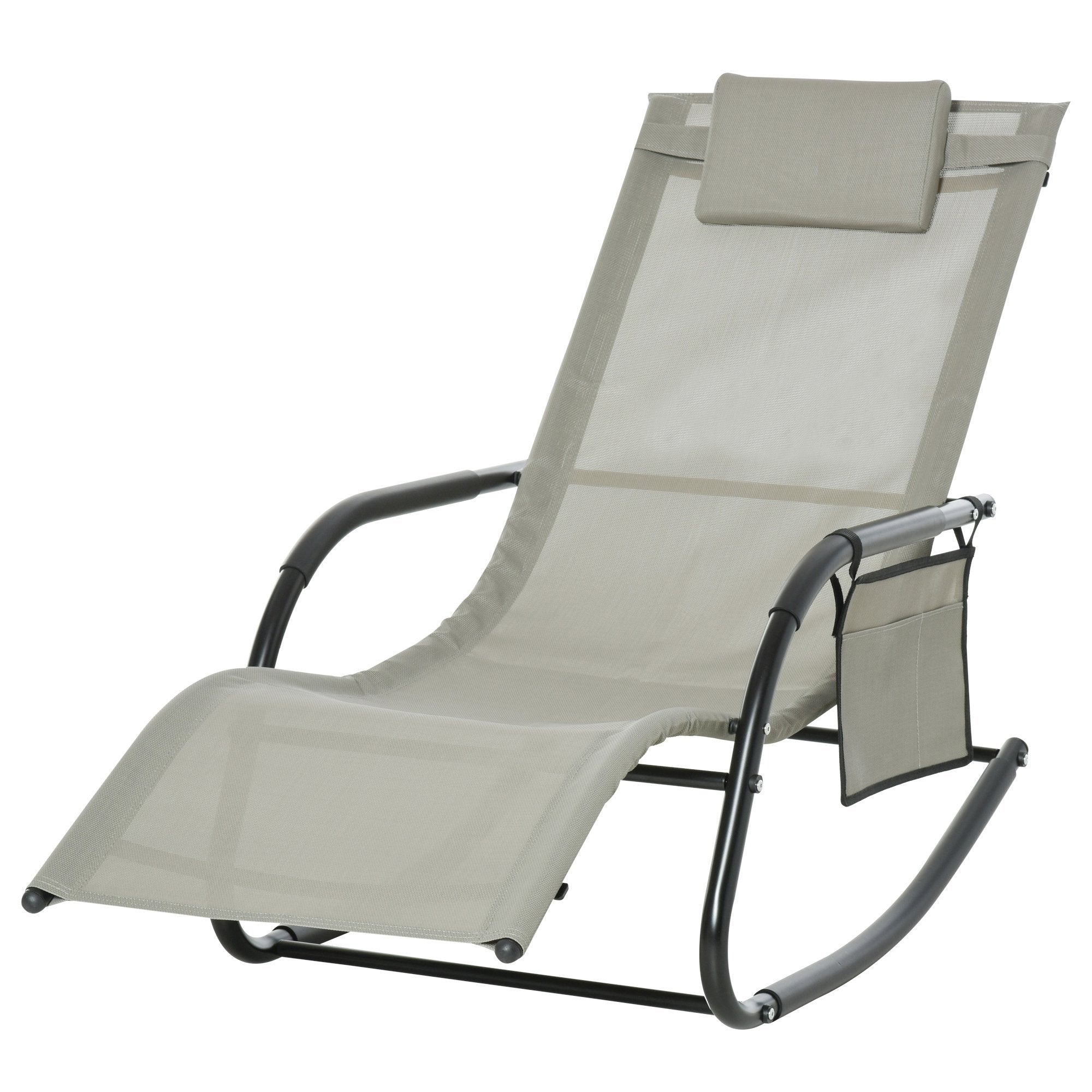 Sdraio Dondolo da Giardino 62x88x165 cm in Metallo e Tessuto Grigio ...