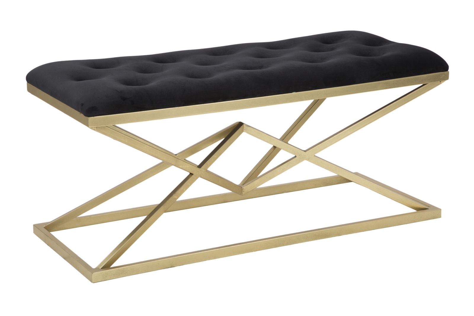 Panca Piramid 100x40x45 cm in Ferro e Spugna e Poliestere Oro e Nero ...